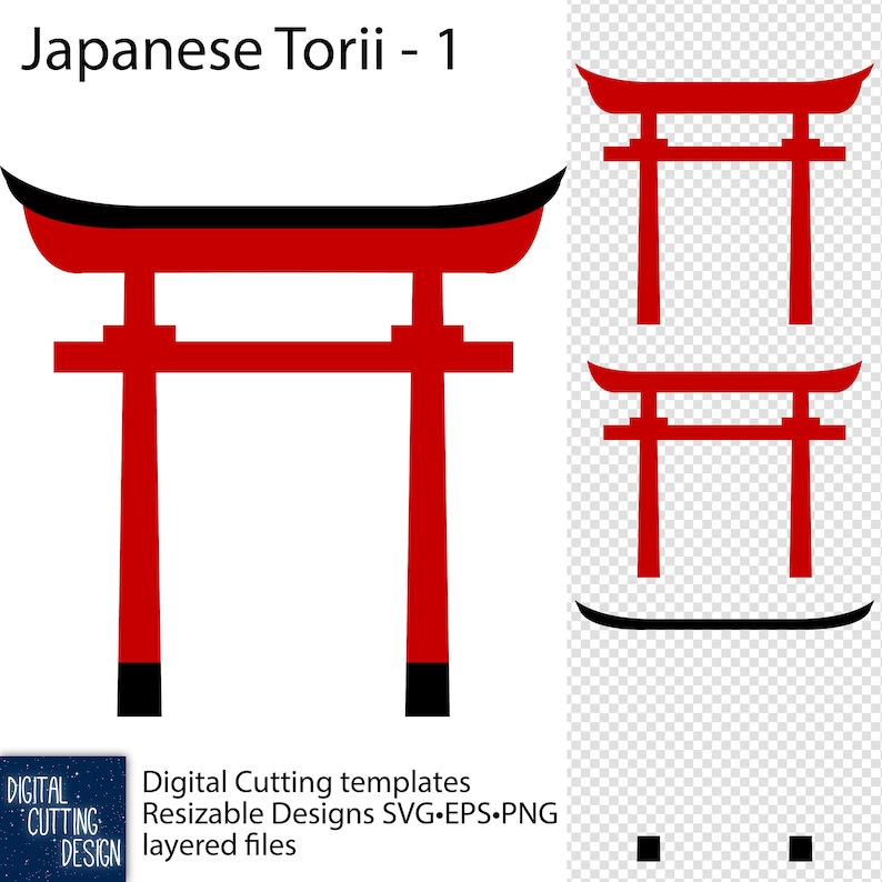 Traditional Japanese Torii Gate - Vector Resizable Cutting Files - SVG ...
