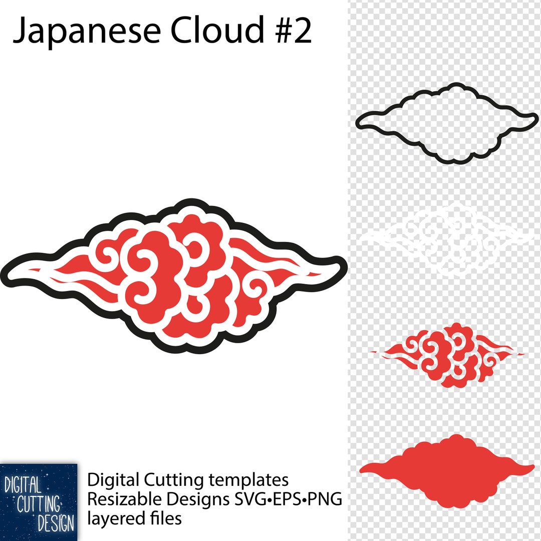 Traditional Japanese Cloud Symbol Cloud2 Vector Resizable Cutting Files SVG EPS PNG - Etsy