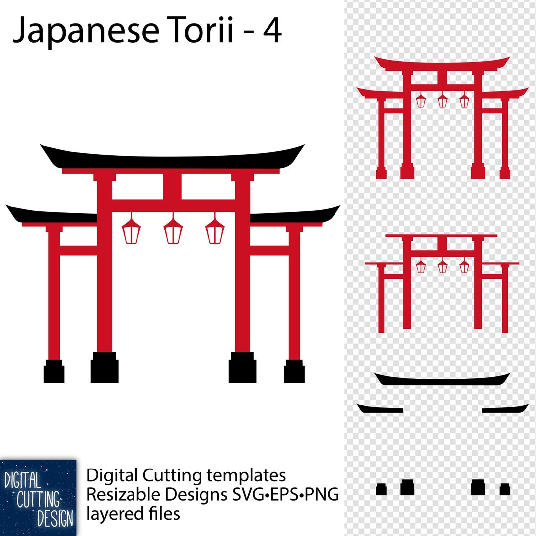 Traditional Japanese Torii Gate #4 - Vector Resizable Cutting Files ...