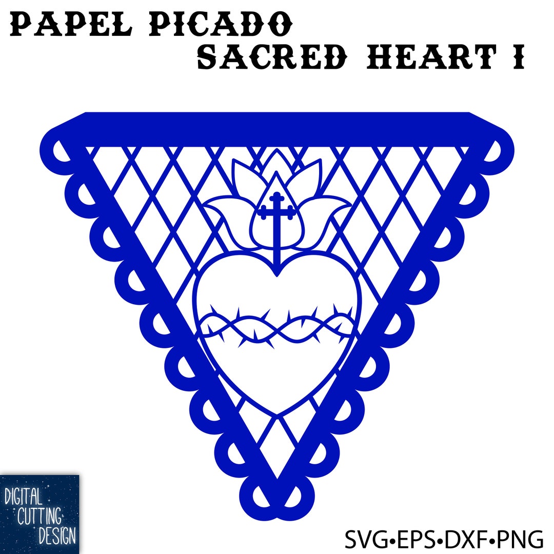 Papel Picado Sacred Heart Día De Los Muertos Day of the - Etsy