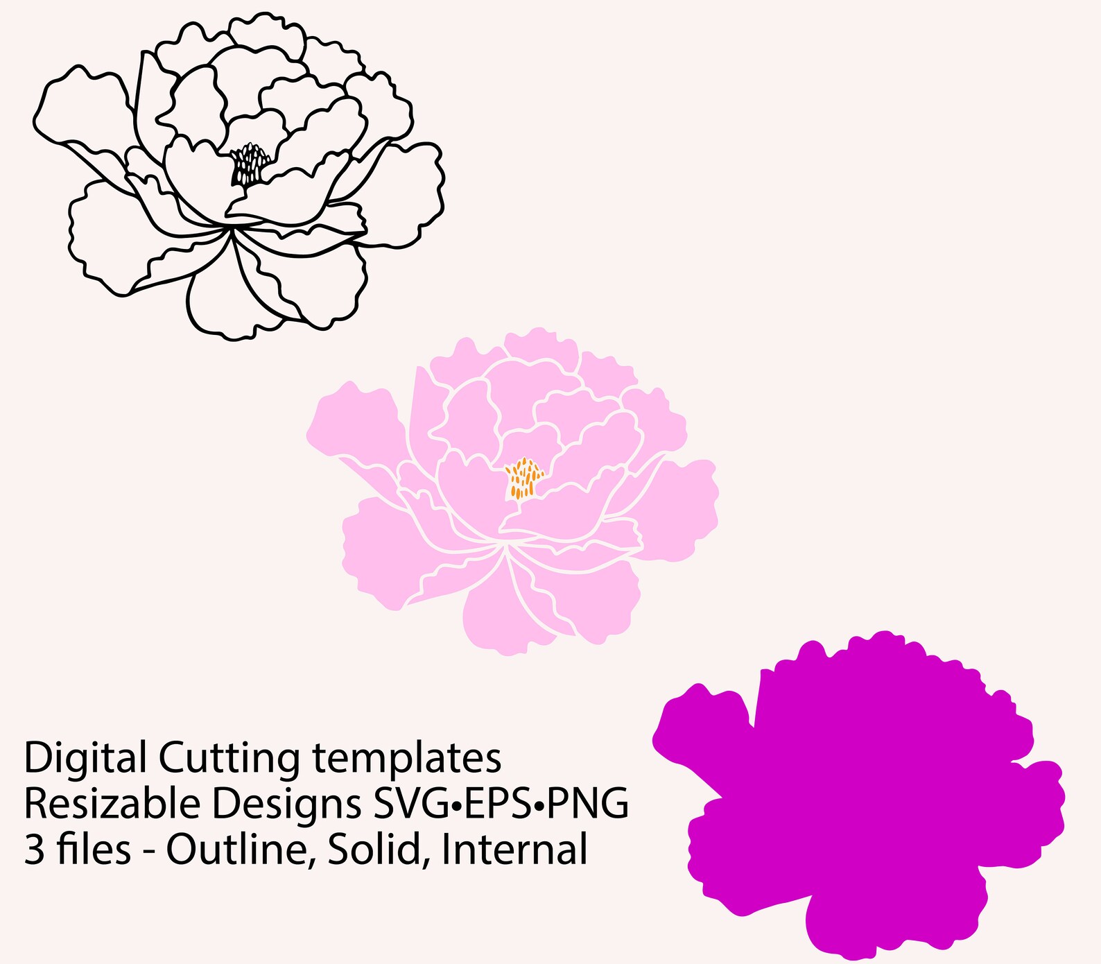 Chinese-style Peony 1 Vector Resizable Cutting Files, SVG EPS PNG - Etsy