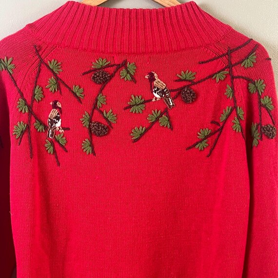 Coldwater Creek Pinecone Bird Embroidered Zip Cardiga… - Gem