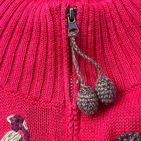 Coldwater Creek Pinecone Bird Embroidered Zip Cardiga… - Gem