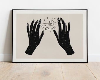 Moon Hands Art Print | Etsy