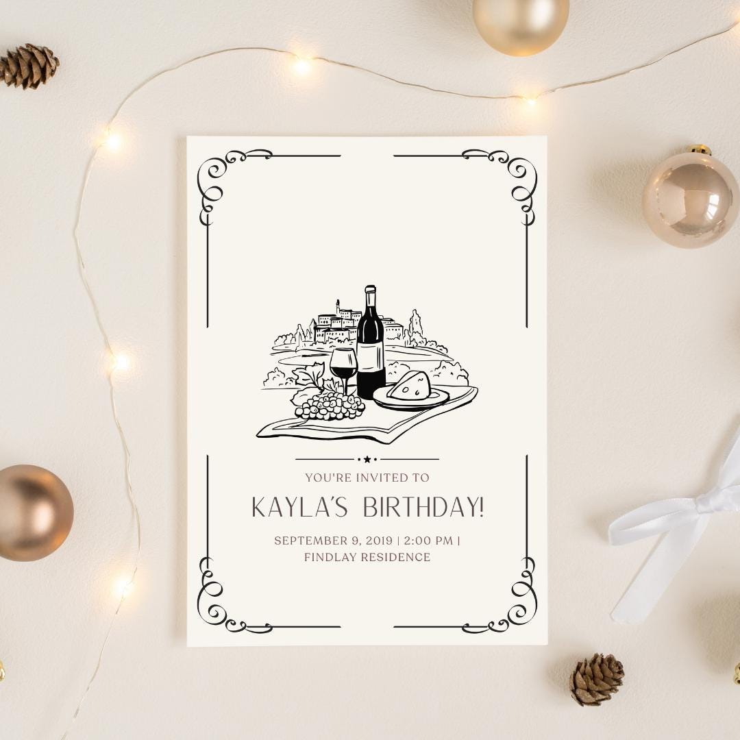 Chic European Style Birthday Invitation | Minimalist Party, Canva ...