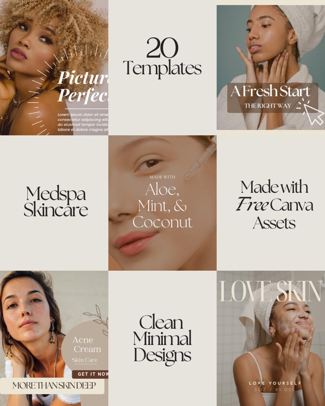 Skincare Canva Carousel Templates | 20 Editable Designs | Medspa Social ...