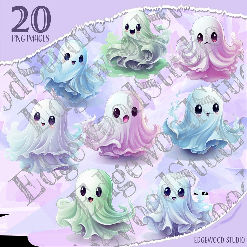 Colorful, Cute Ghost Clipart, Halloween Clipart, Spooky Ghost ...