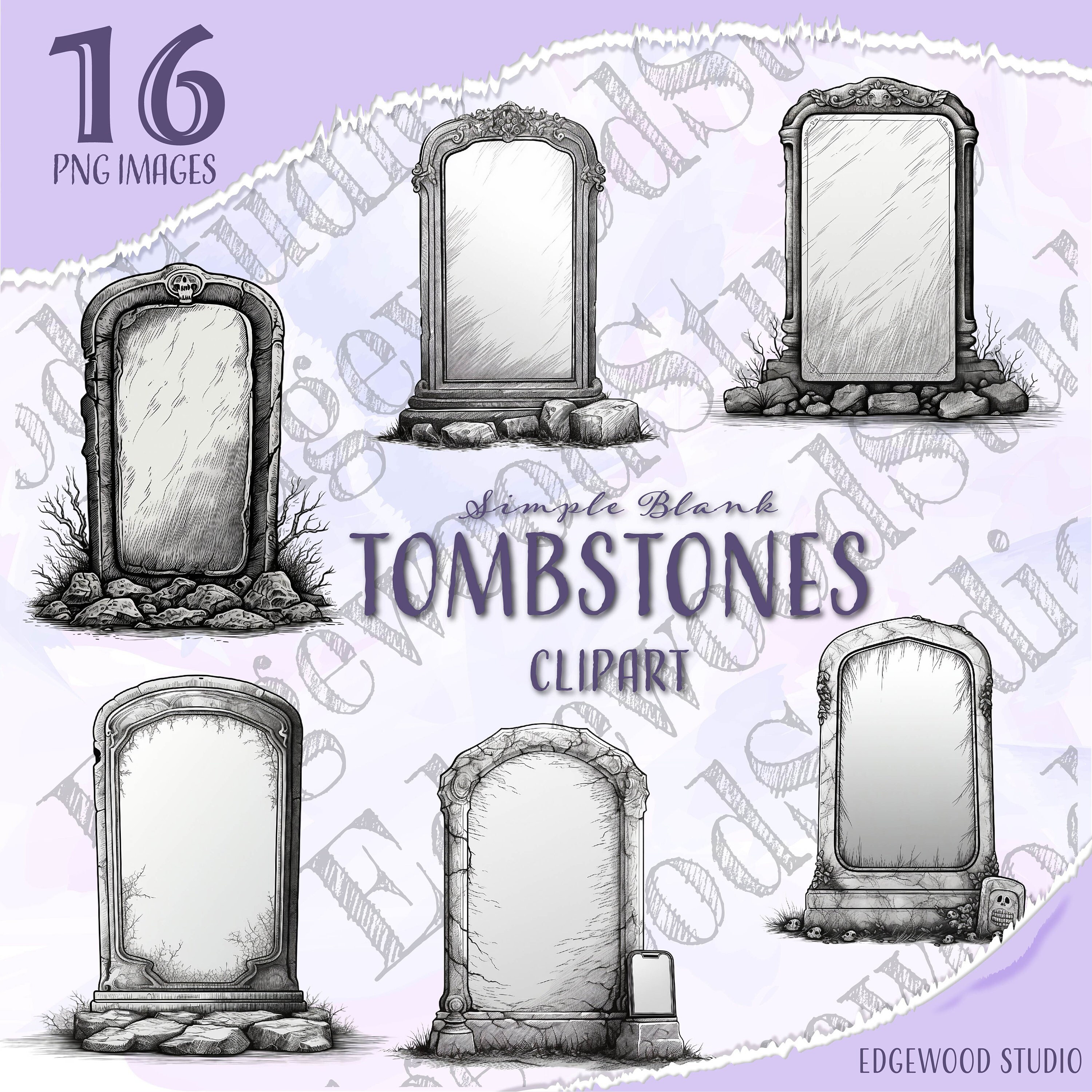 Simple Halloween Tombstone Clipart, Gothic Headstone, Spooky Graveyard ...