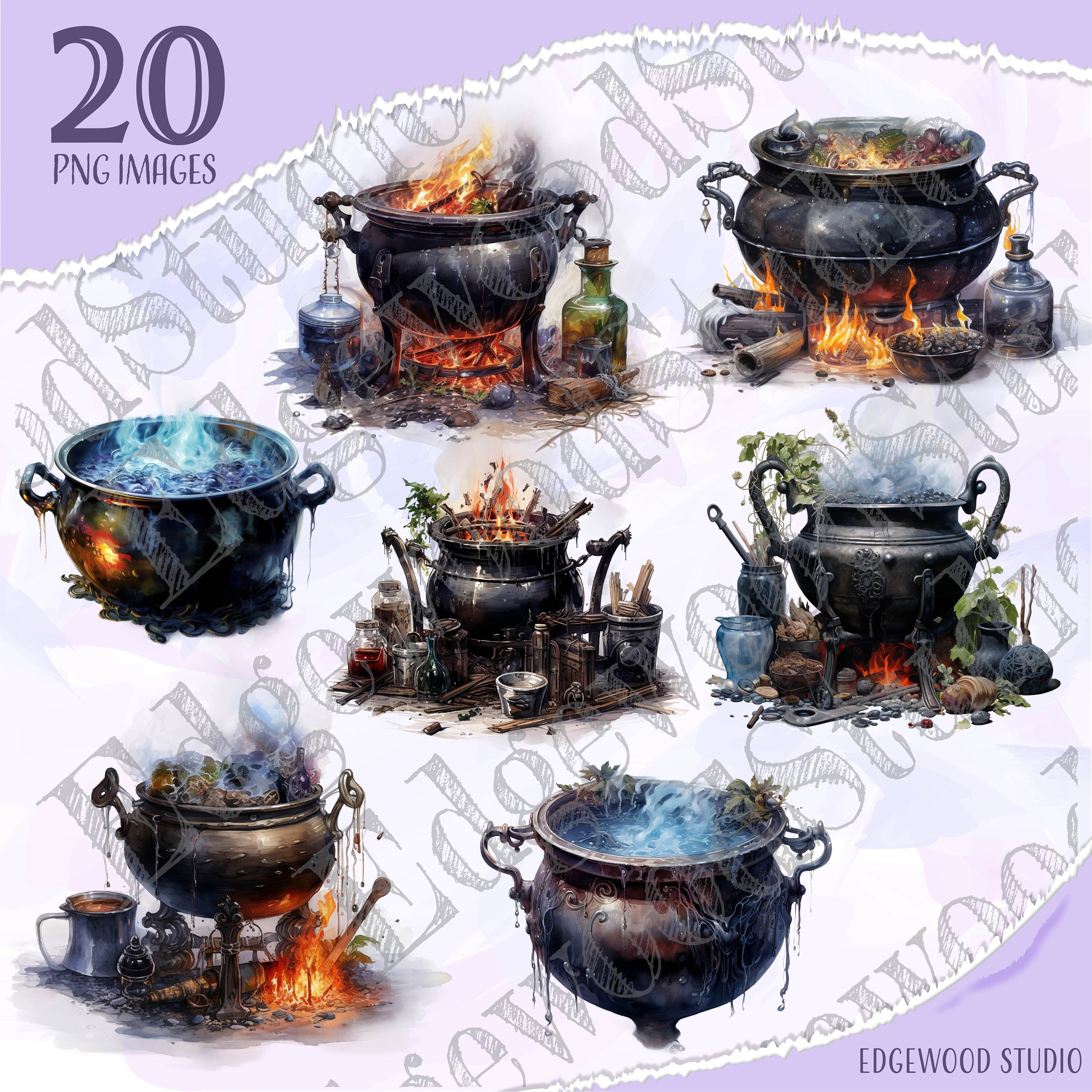 Cauldron Clipart, Witch's Cauldron, Witchy, Spooky, Fantasy, Mystical ...