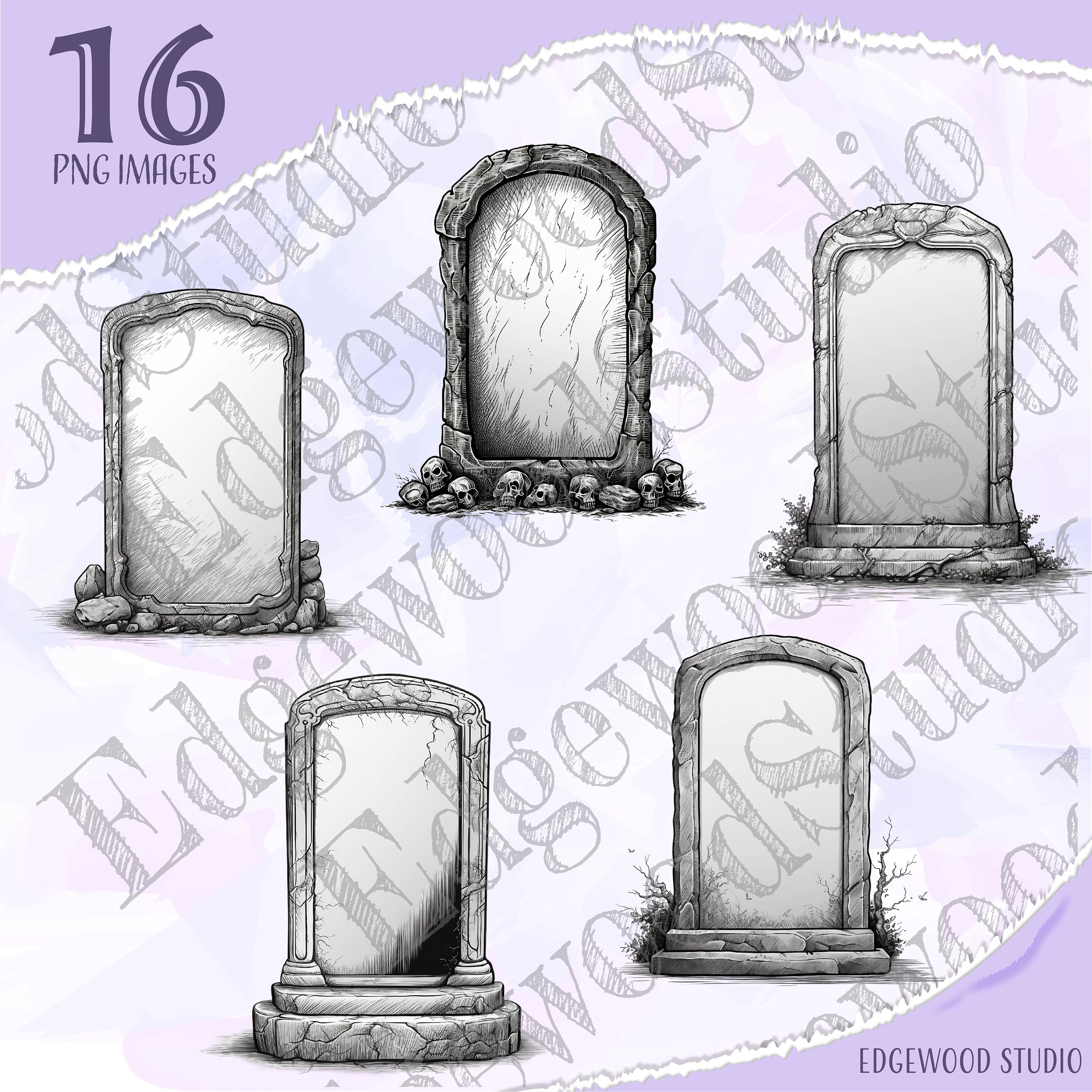 Simple Halloween Tombstone Clipart, Gothic Headstone, Spooky Graveyard ...