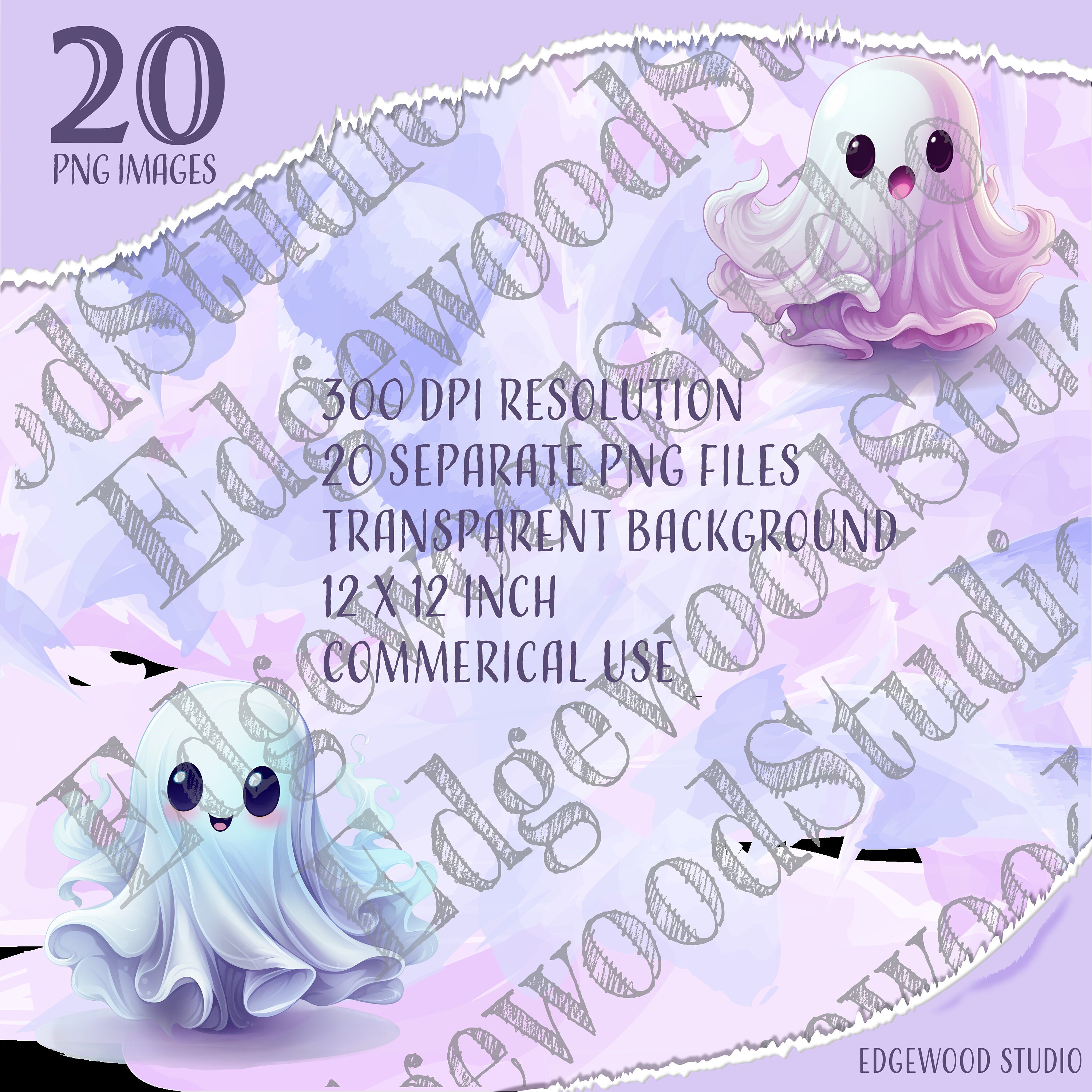 Colorful, Cute Ghost Clipart, Halloween Clipart, Spooky Ghost ...
