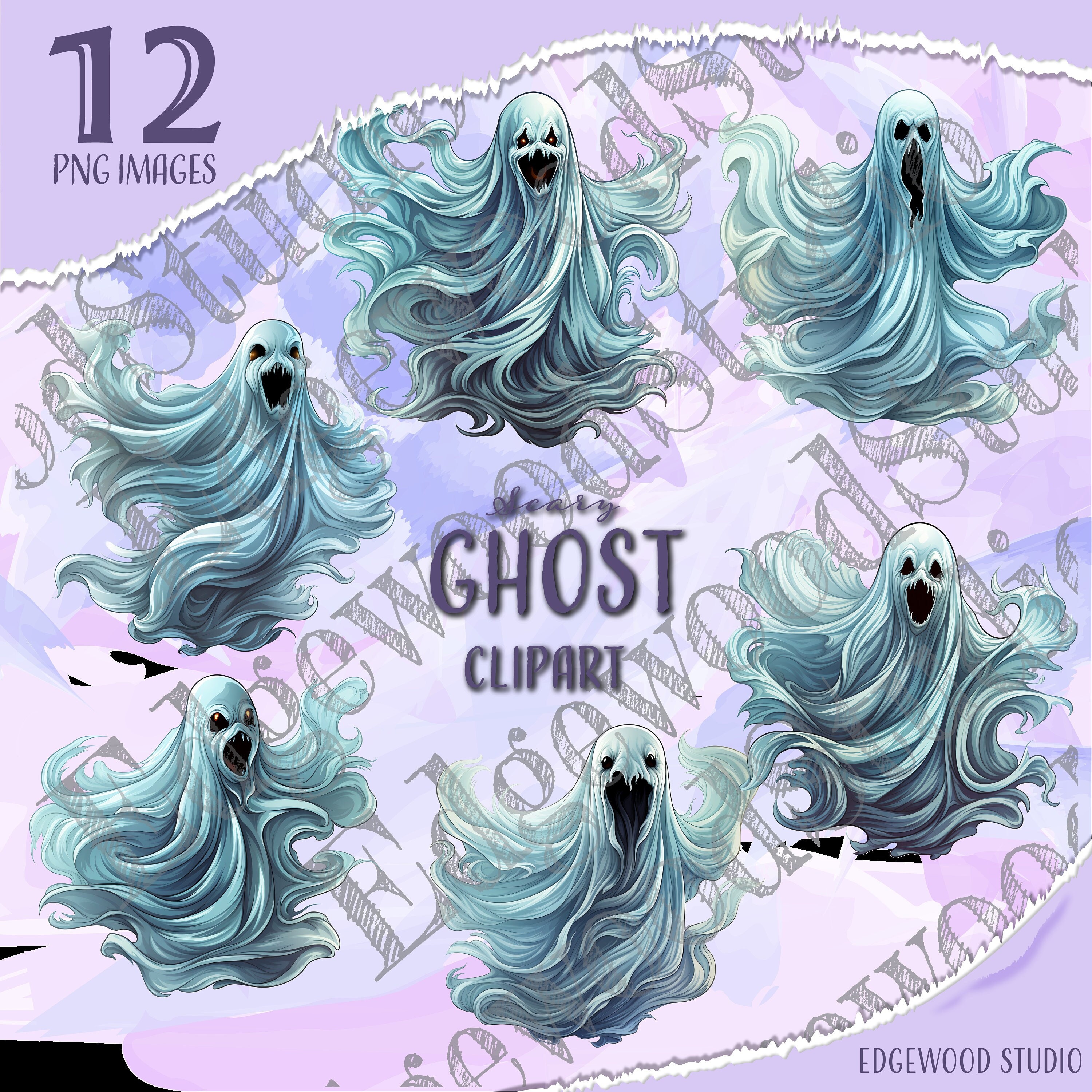 Scary Ghost Clipart Halloween Clipart Spooky Creepy - Etsy