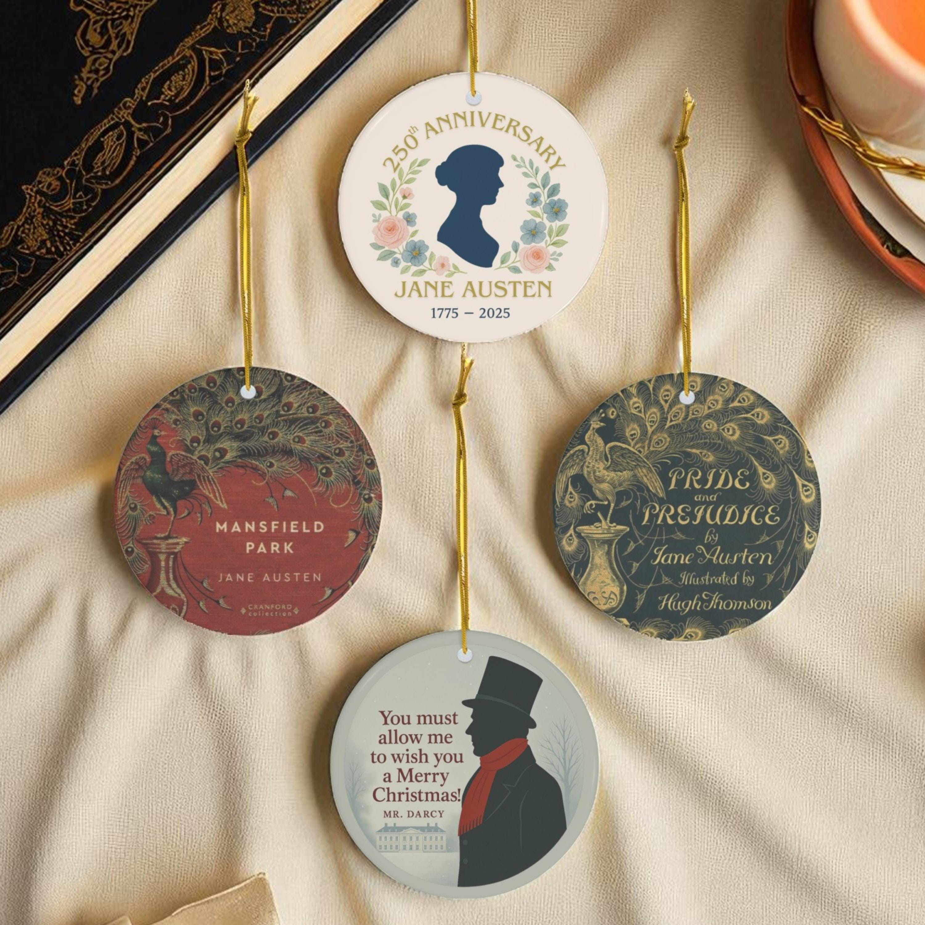 Ceramic Christmas Ornament Jane Austen Gift for Booklovers Tree ...