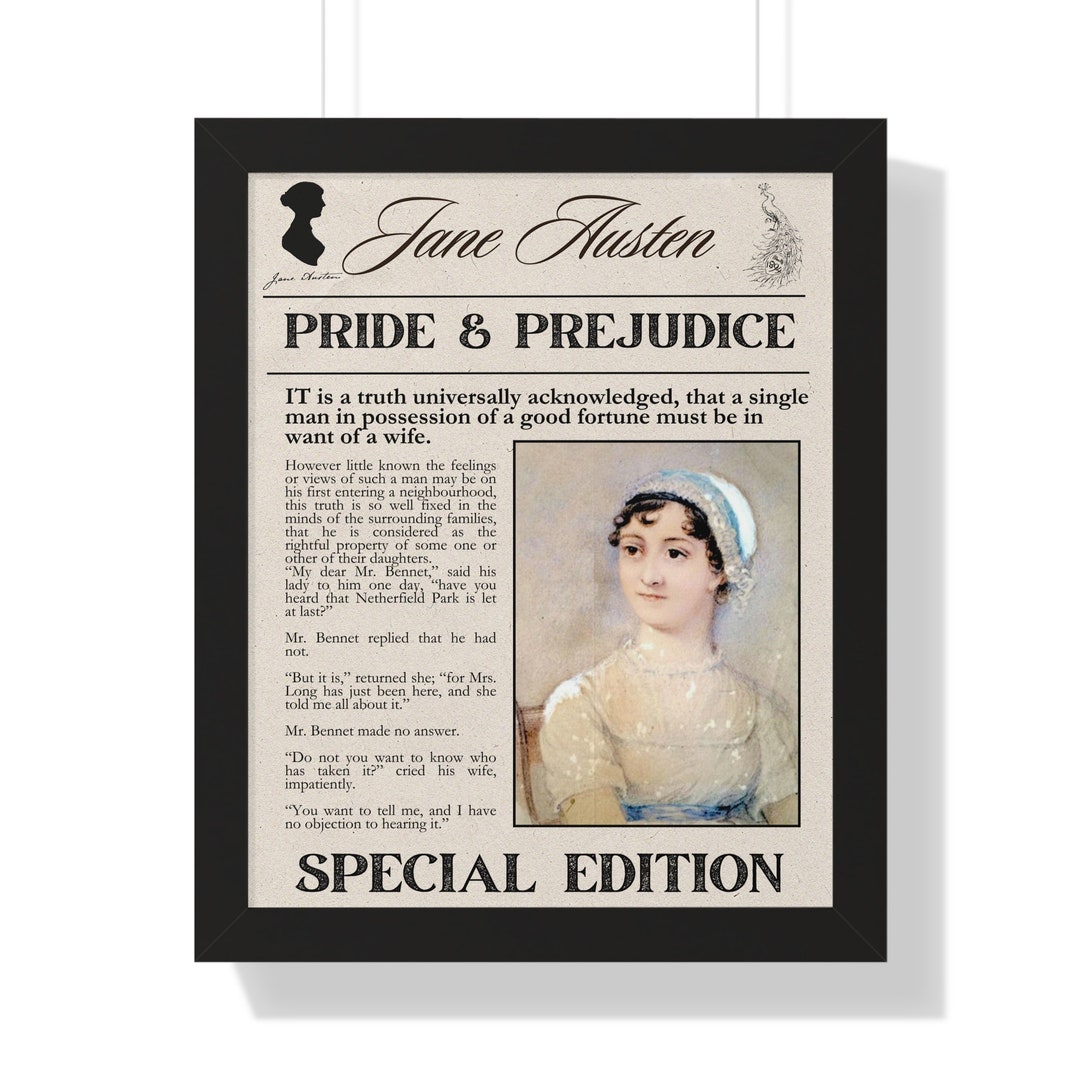 Jane Austen Pride & Prejudice Framed Vertical Poster - Etsy