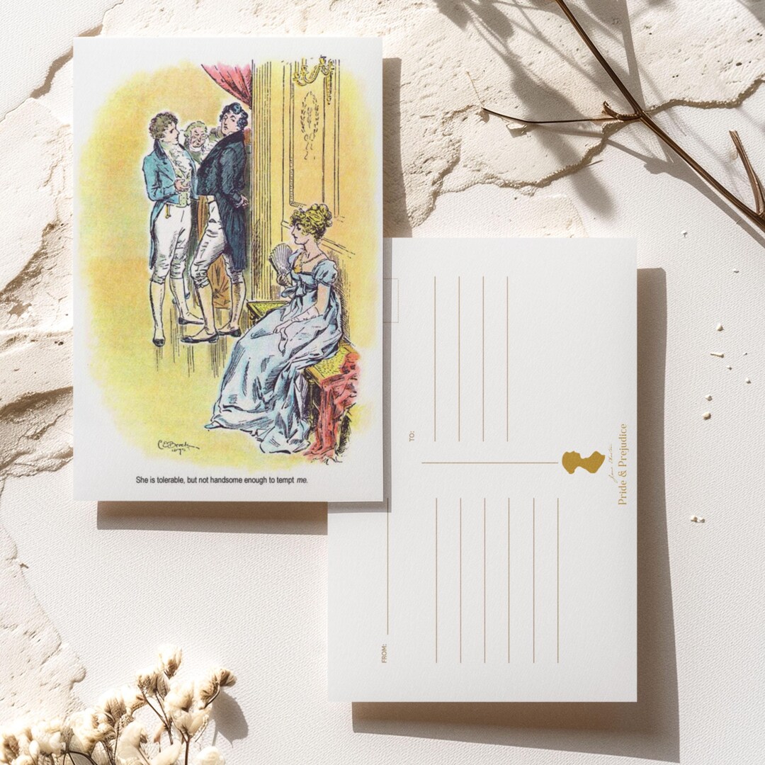 Pride and Prejudice Postcard for Jane Austen Fan Literary Gift Idea Booklover Regency Art ...