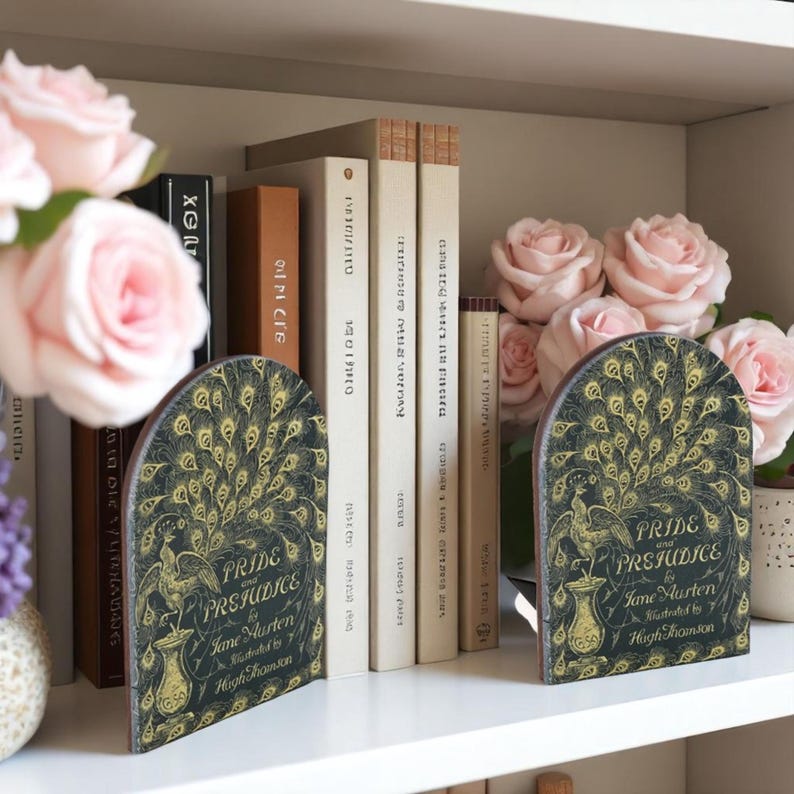 Wood Bookend Gift Bookshelf Decor Pride & Prejudice Arch Bookend Book ...
