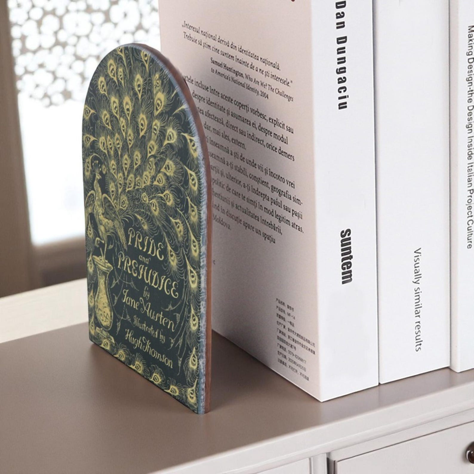 Wood Bookend Gift Bookshelf Decor Pride & Prejudice Arch Bookend Book ...