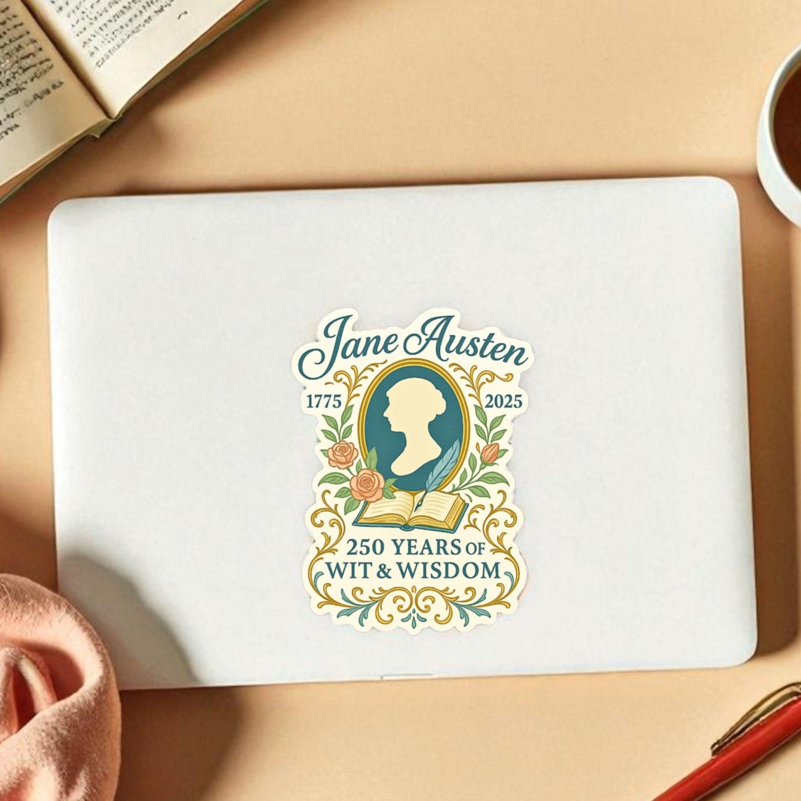 Jane Austen 250th Anniversary Sticker Matte Bookish Sticker Literary ...