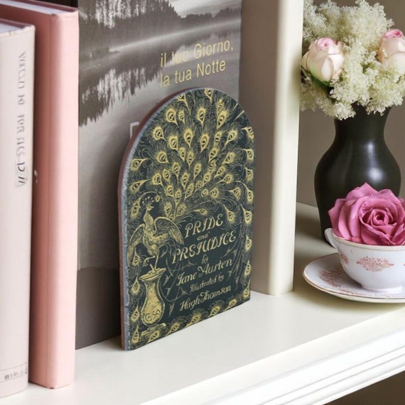Wood Bookend Gift Bookshelf Decor Pride & Prejudice Arch Bookend Book ...