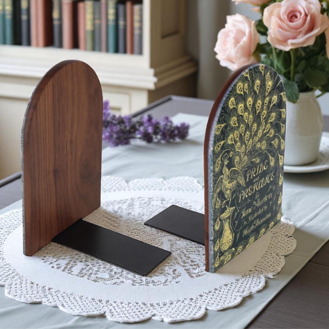 Wood Bookend Gift Bookshelf Decor Pride & Prejudice Arch Bookend Book ...