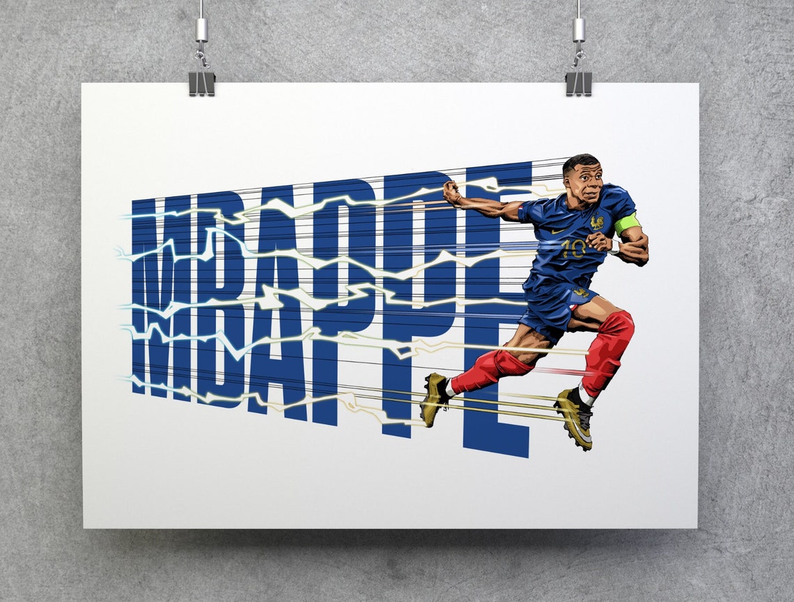 Kylian Mbappe – Le Flash Poster | Sports Football Soccer Bedroom Wall ...