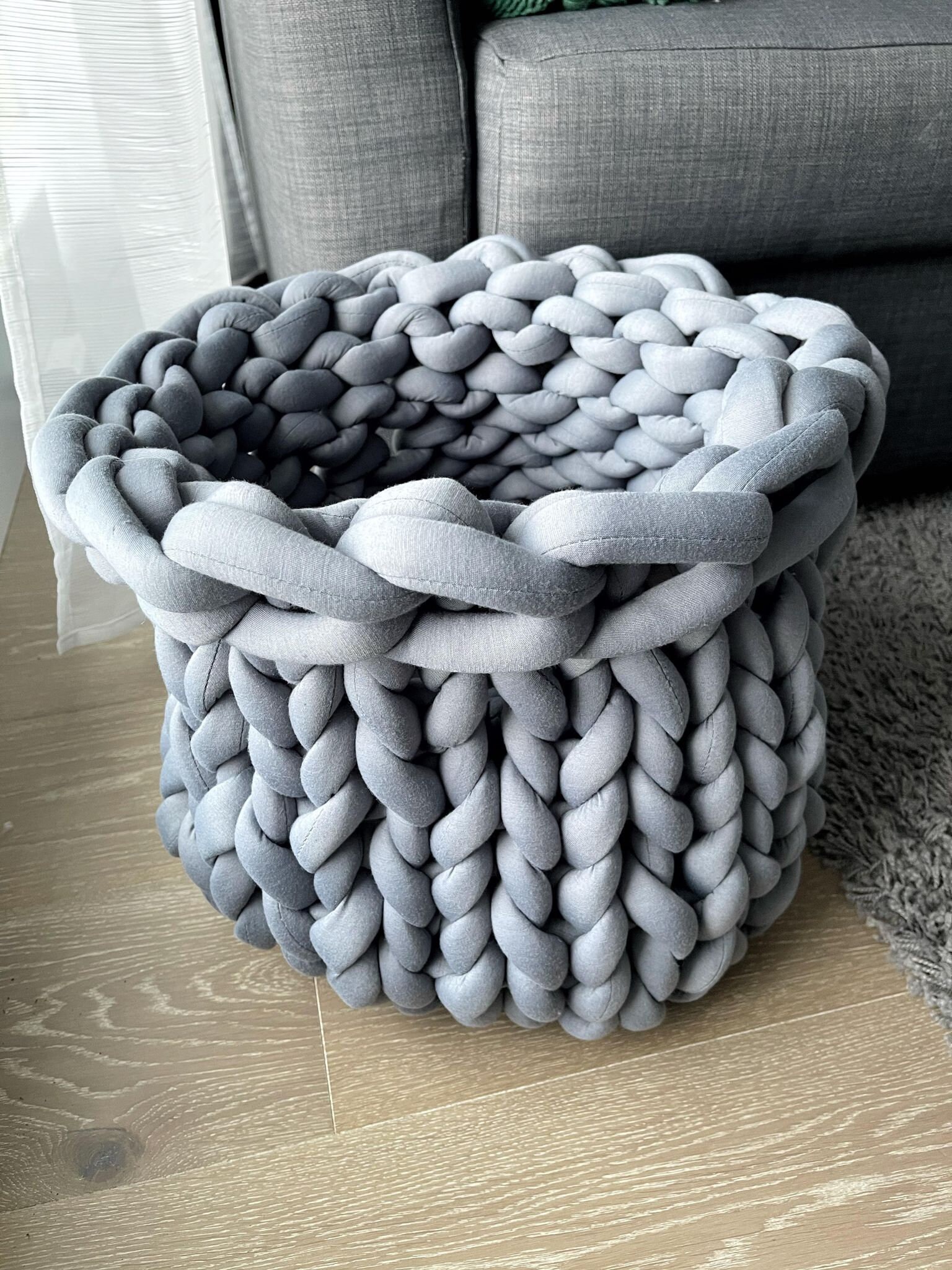 Cotton Tube Yarn Basket, Decorative Basket, Chunky Knit Basket, Store ...
