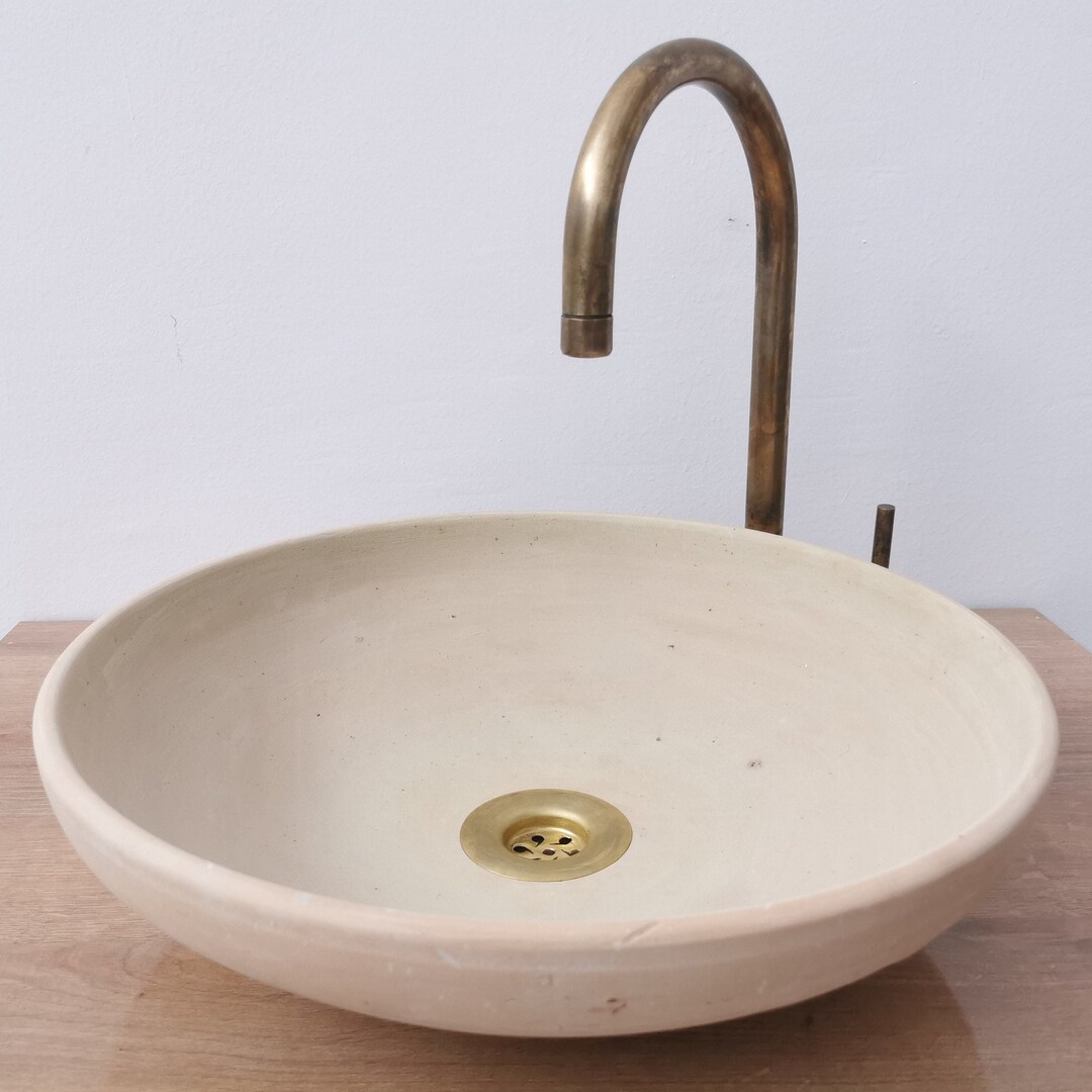 Custom Made Patina Raw Clay Handcrafted Bathroom Vessel Sink Vanity ...