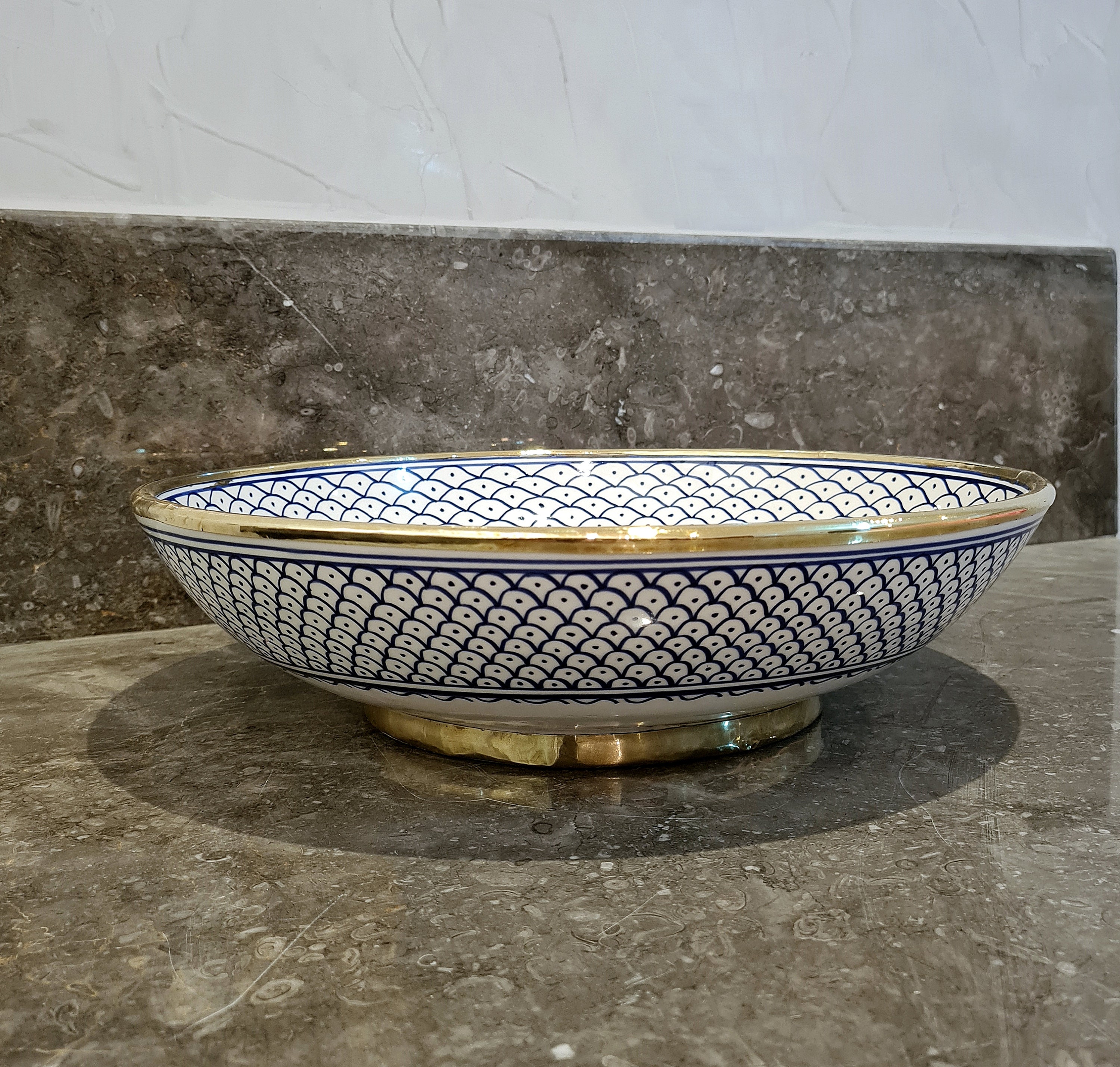 CUSTOMIZABLE Brushed Brass Rim Bathroom Sink Brass & Ceramic | Etsy