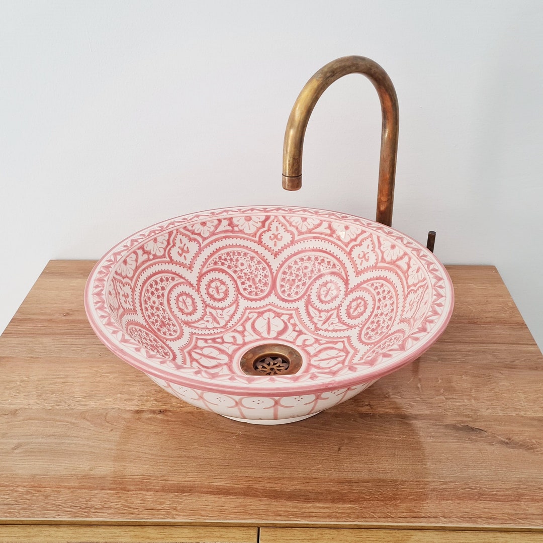 PINK Bathroom Washbasin Bathroom Vessel Sink Countertop Basin ...