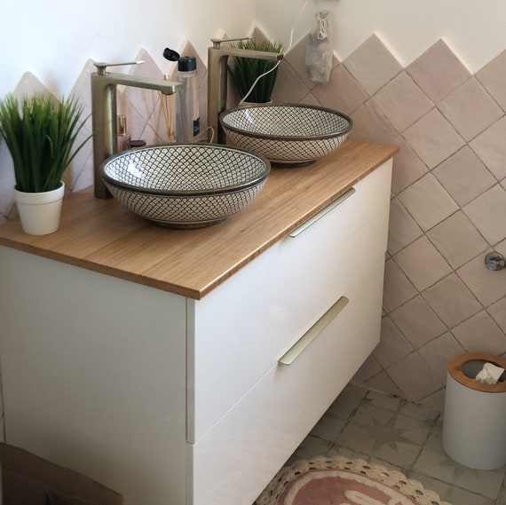 CUSTOMIZABLE Brushed Brass Rim Bathroom Sink Brass & Ceramic - Etsy