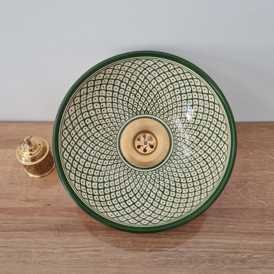 Dark Green Handcrafted London Bathroom Basin Modern Fish Scales ...