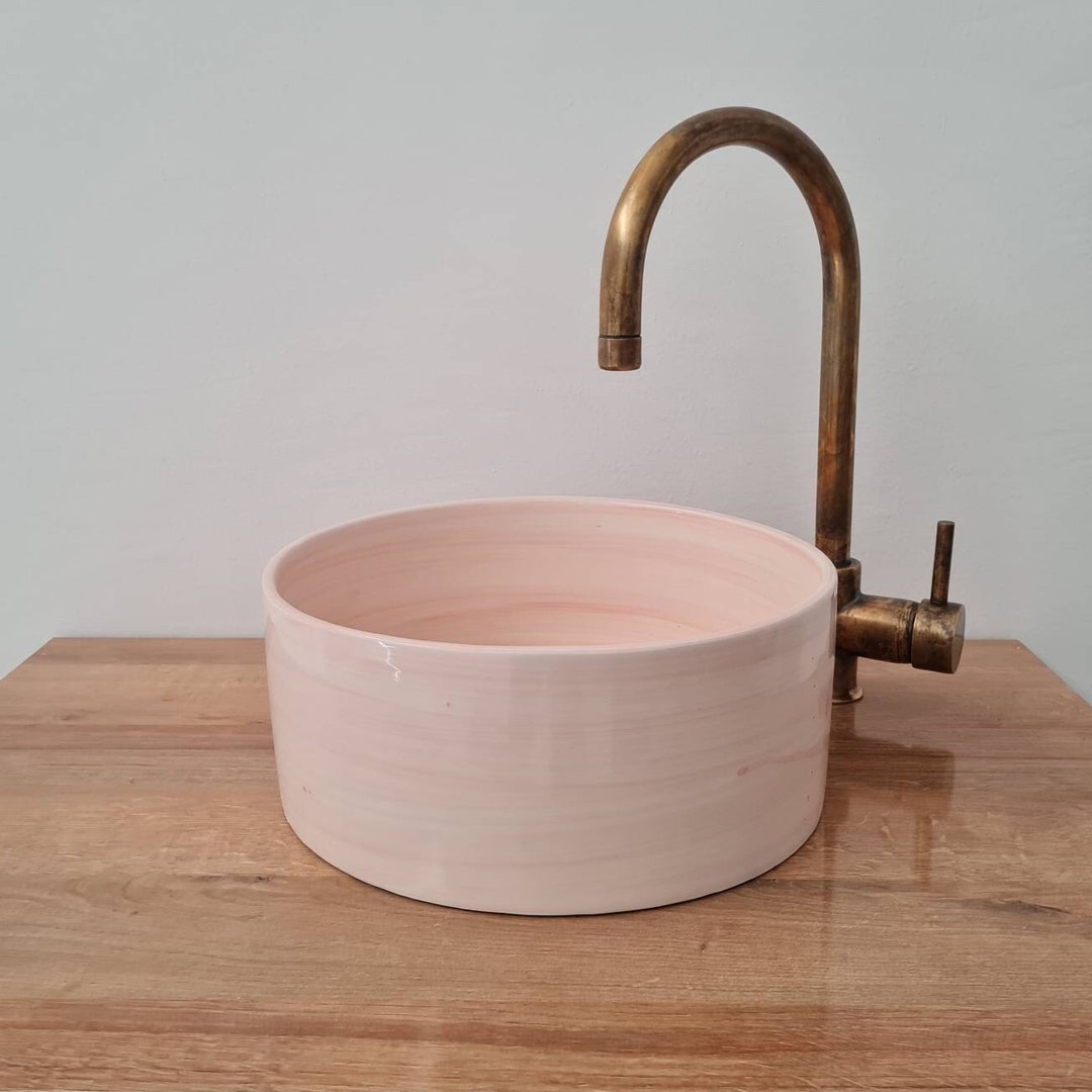 Faded Pink Bathroom Wash Basin Bathroom Vessel Sink Countertop Basin ...