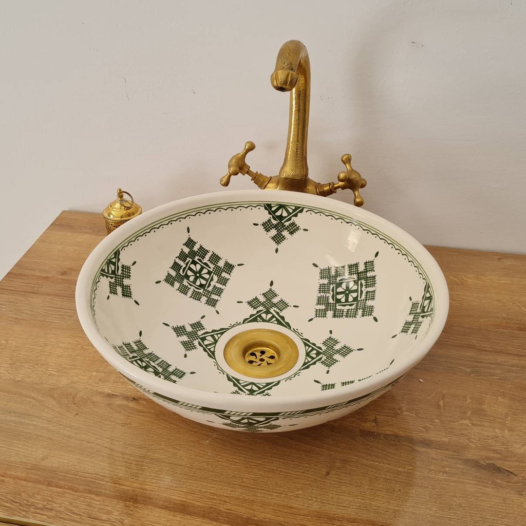 Berber Pattern Mid Century Modern Bathroom Sink Ceramic Washbasin Basin ...