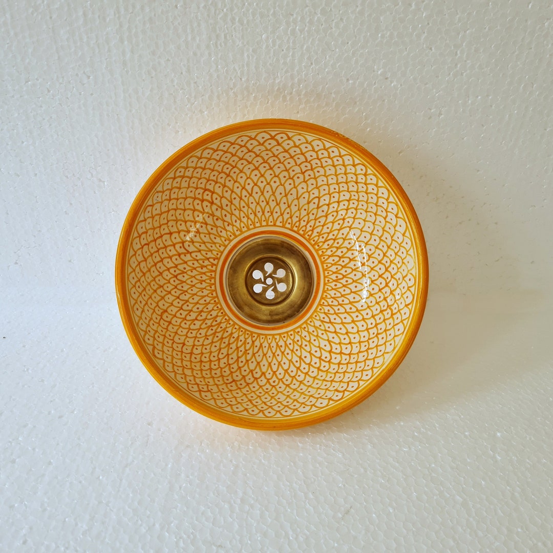 CUSTOMIZABLE Mustard Ceramic Vessel Sink, Bathroom Ceramic Sink Bowl ...