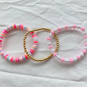 Preppy Beaded Bracelet, Clay Bead Bracelet, Friendship Bracelets ...