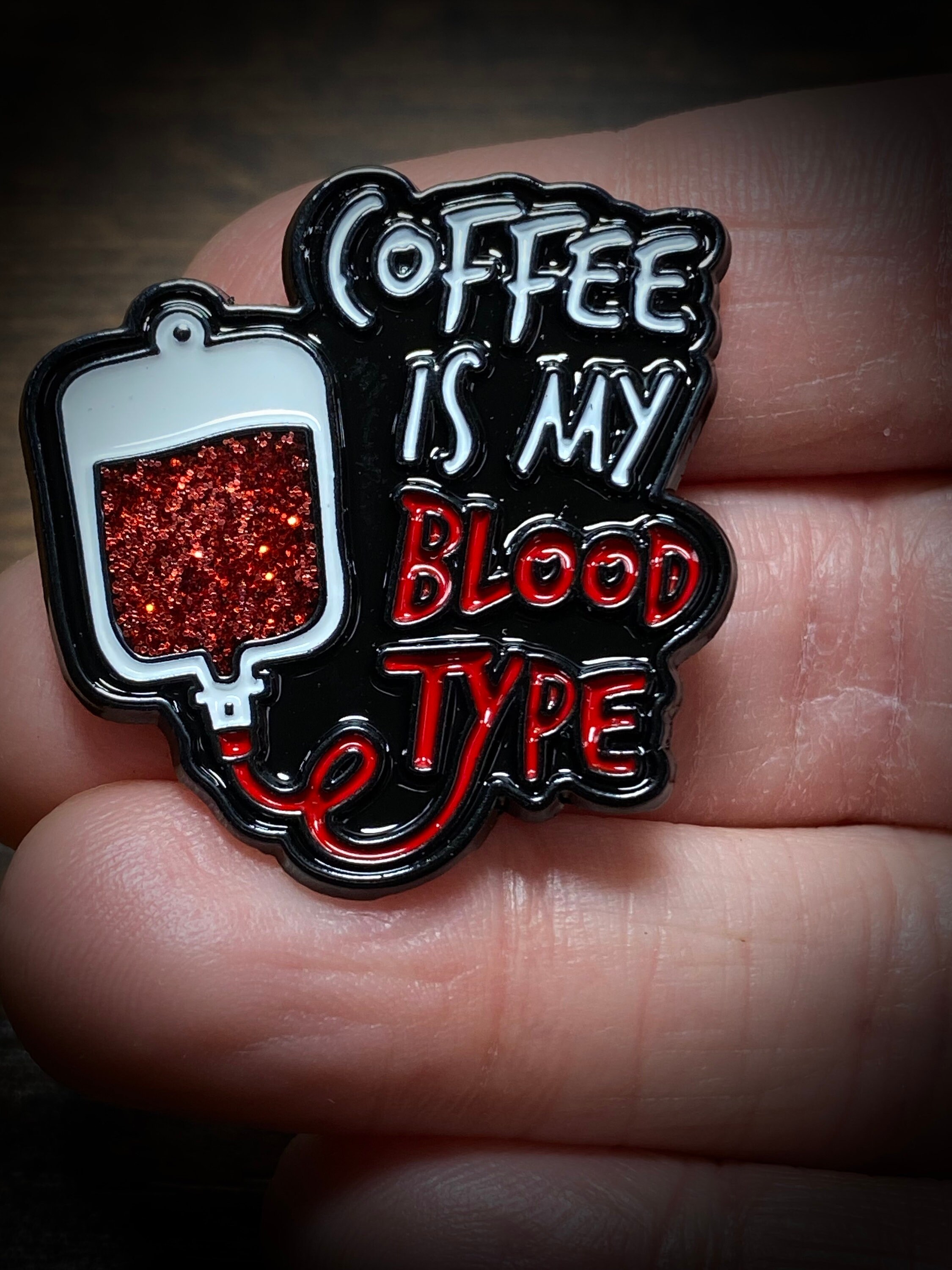 Coffee is My Blood Type Enamel Pin - Etsy