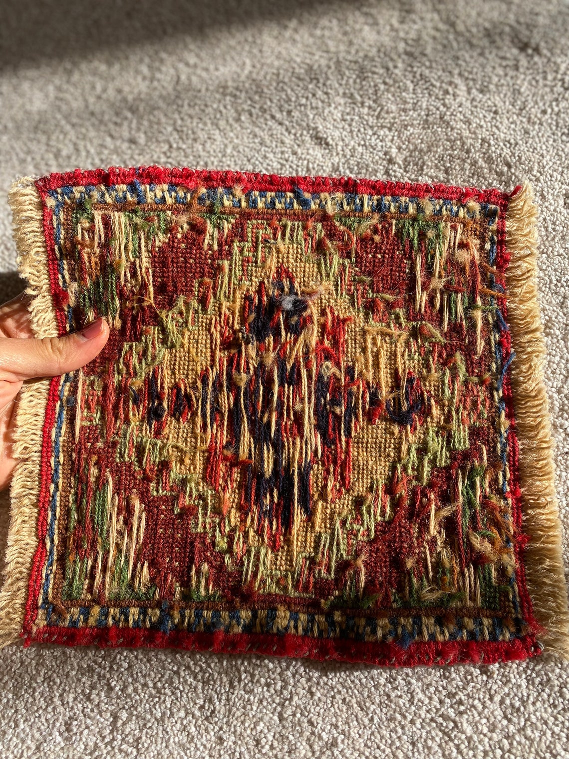 Geometric Embroidered Patterned Turkish Moroccan Arabic Carpet Piece ...