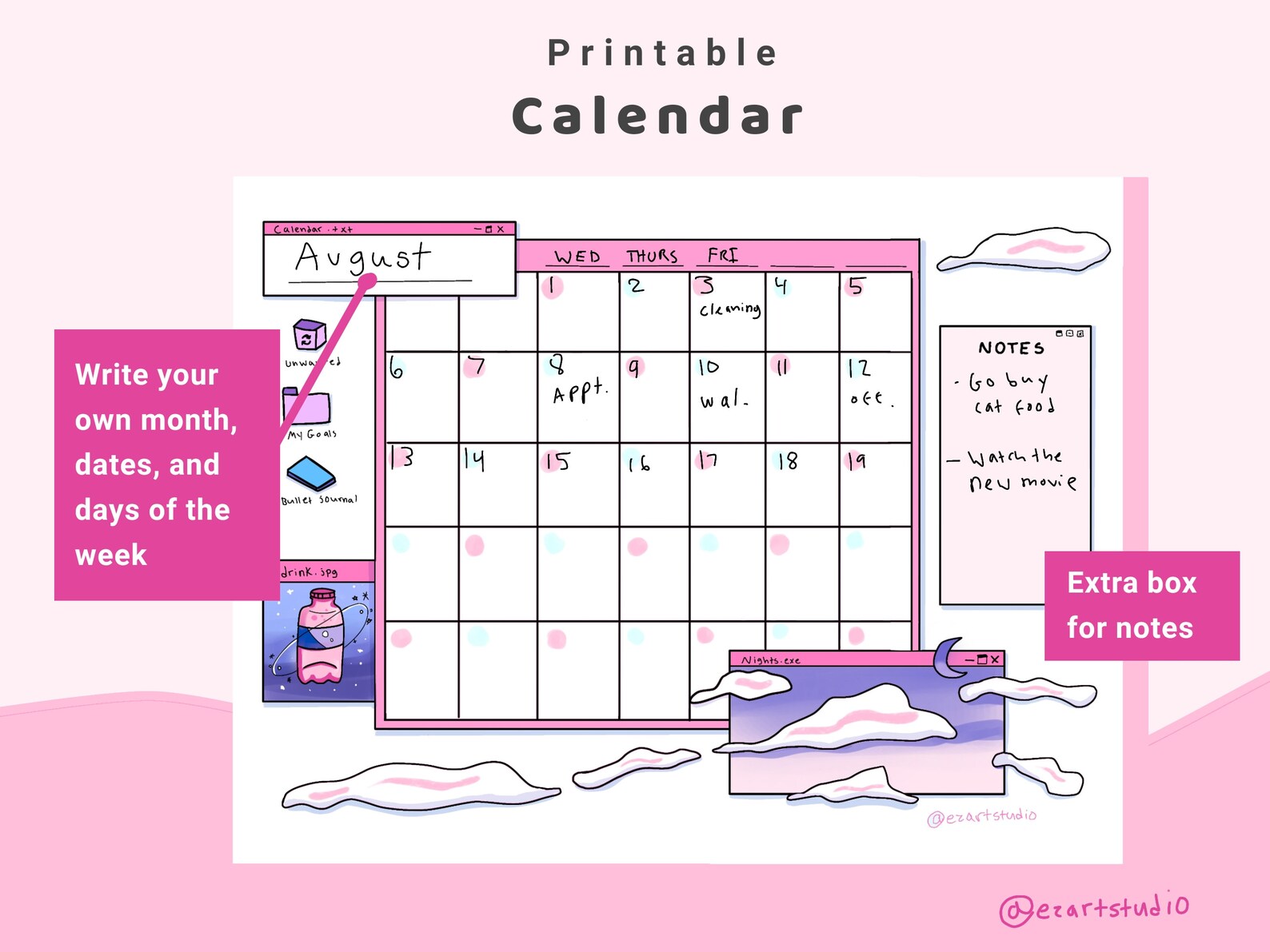 Bullet Journal Monthly Planner Undated| Printable/digital Download ...