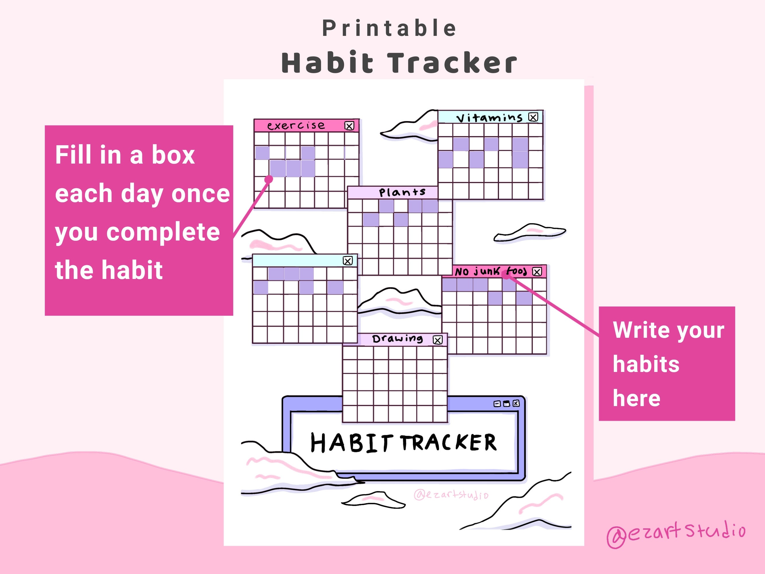 Bullet Journal Monthly Planner Undated| Printable/digital Download ...