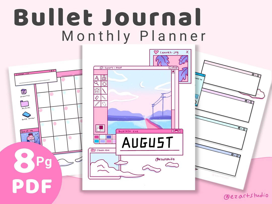 Bullet Journal Monthly Planner Undated| Printable/digital Download ...