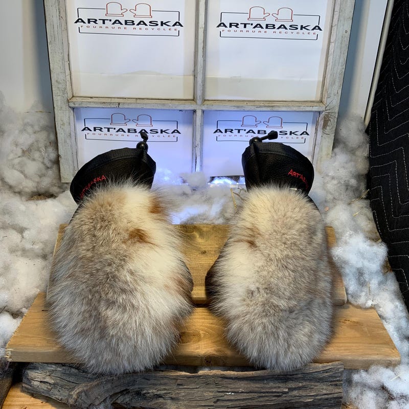 Leather Fox Fur Mittens - Etsy