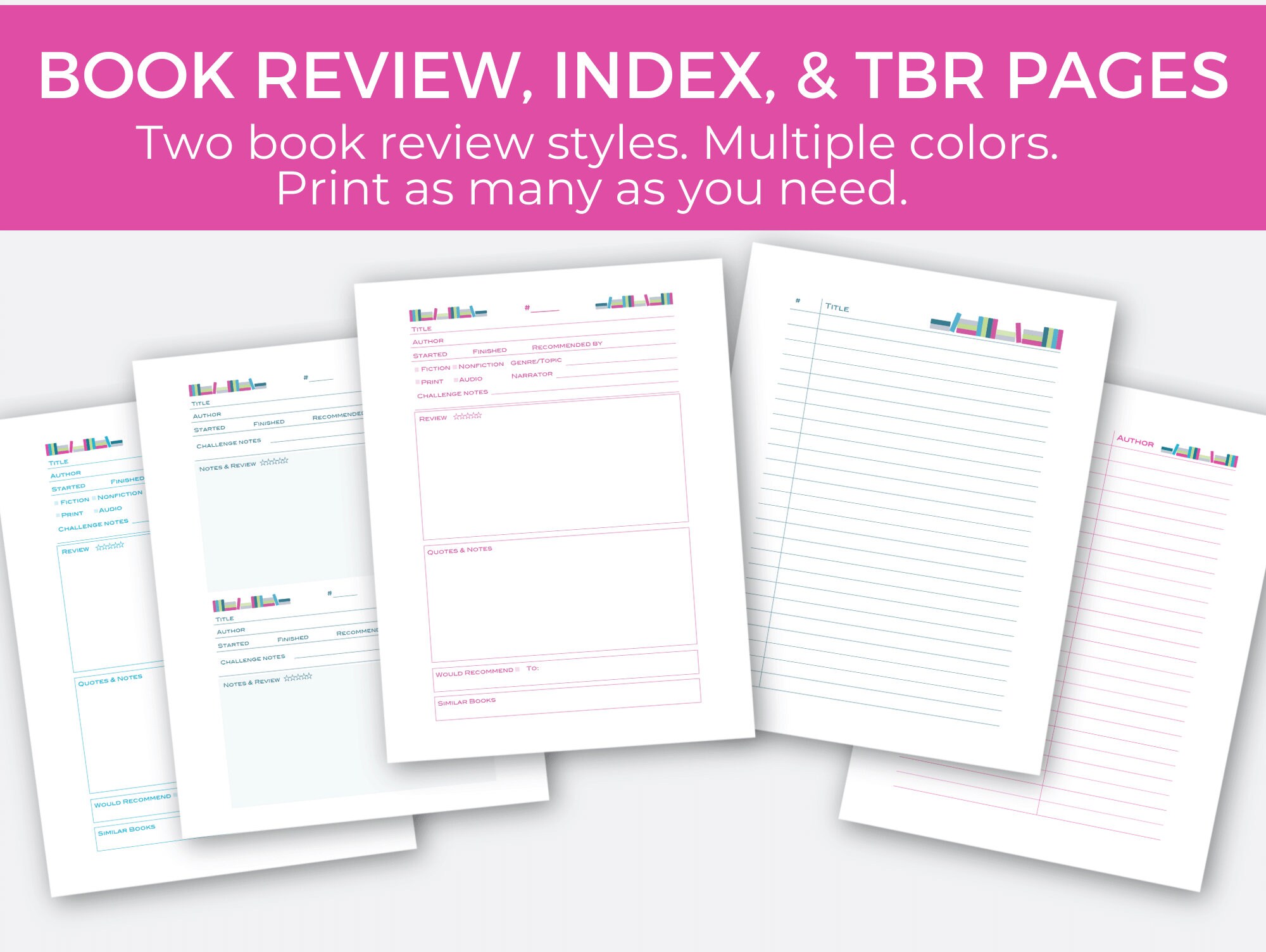 Reading Challenge Journal, Monthly Reading Challenge Tracker, Reading ...