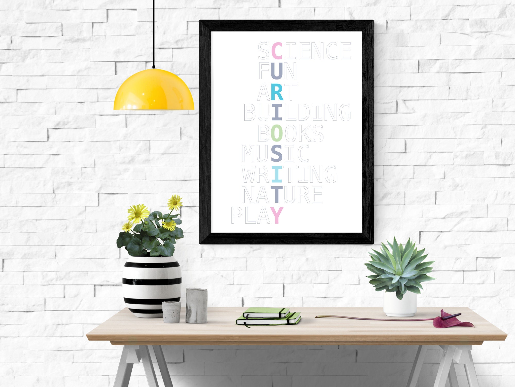 Curiosity Wall Art Pastel Pink/blue/green Homeschool Décor Classroom ...