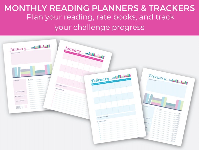 Reading Challenge Journal, Monthly Reading Challenge Tracker, Reading ...