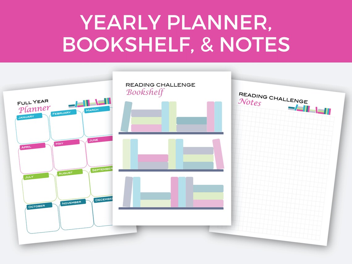 Reading Challenge Journal, Monthly Reading Challenge Tracker, Reading ...