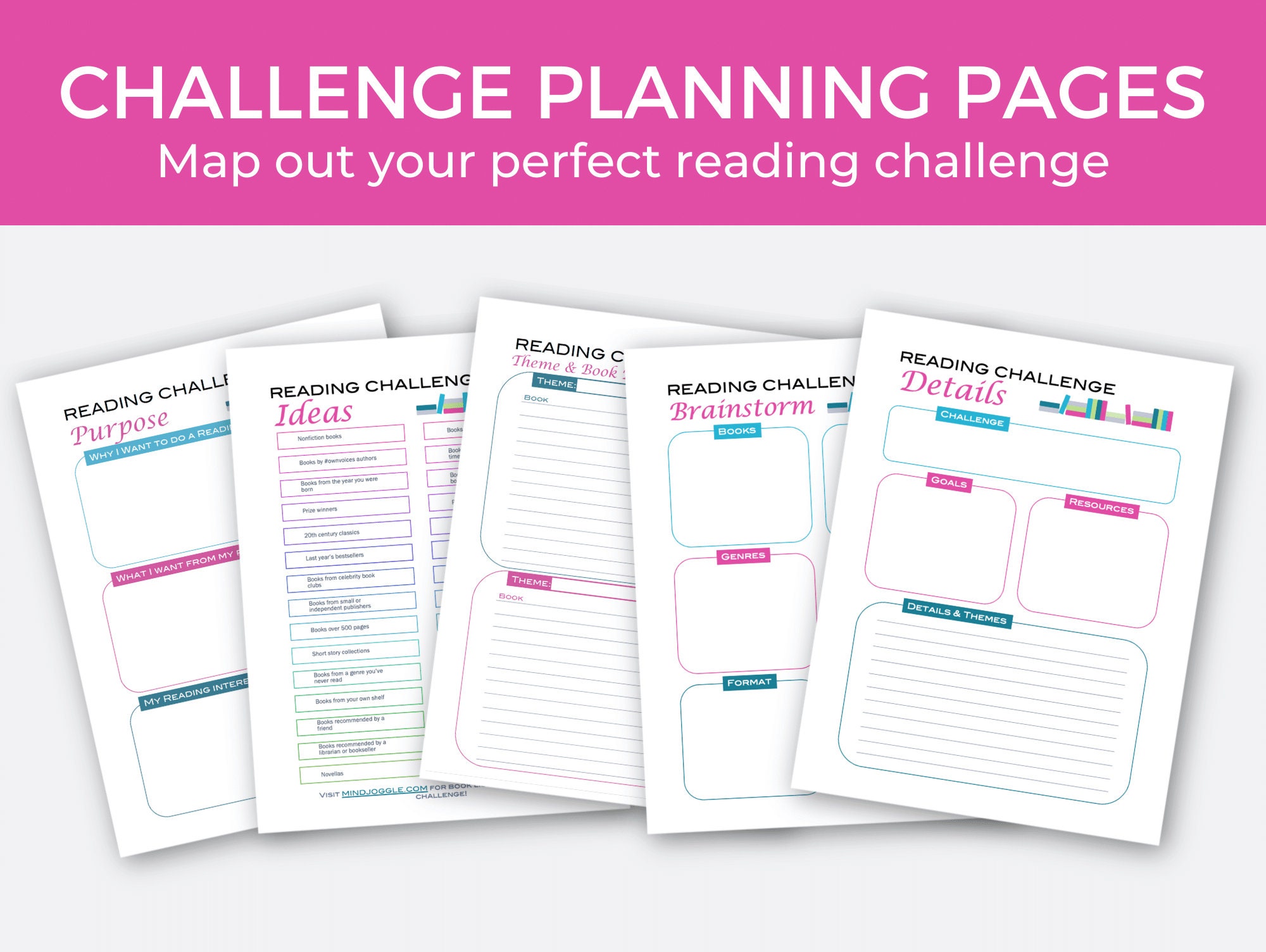 Reading Challenge Journal, Monthly Reading Challenge Tracker, Reading ...