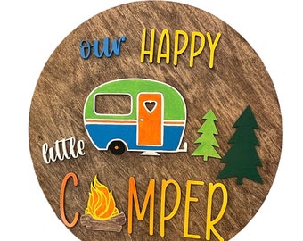Personalized Camp Name Sign Print, Custom Camp Wall Decor, Happy Camper ...