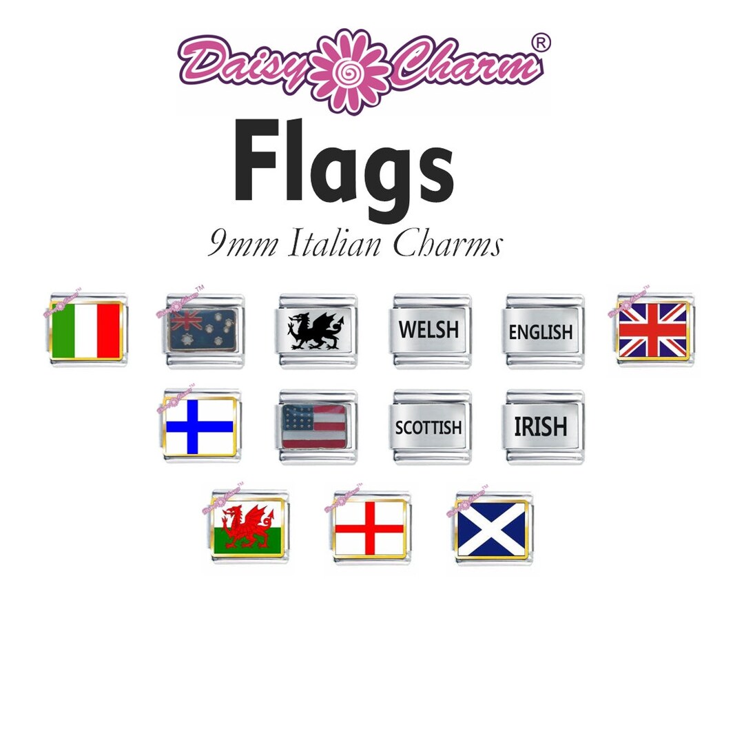 Flag Italian Charms by Daisy Charm - Compatible With 9mm Modular Charm ...