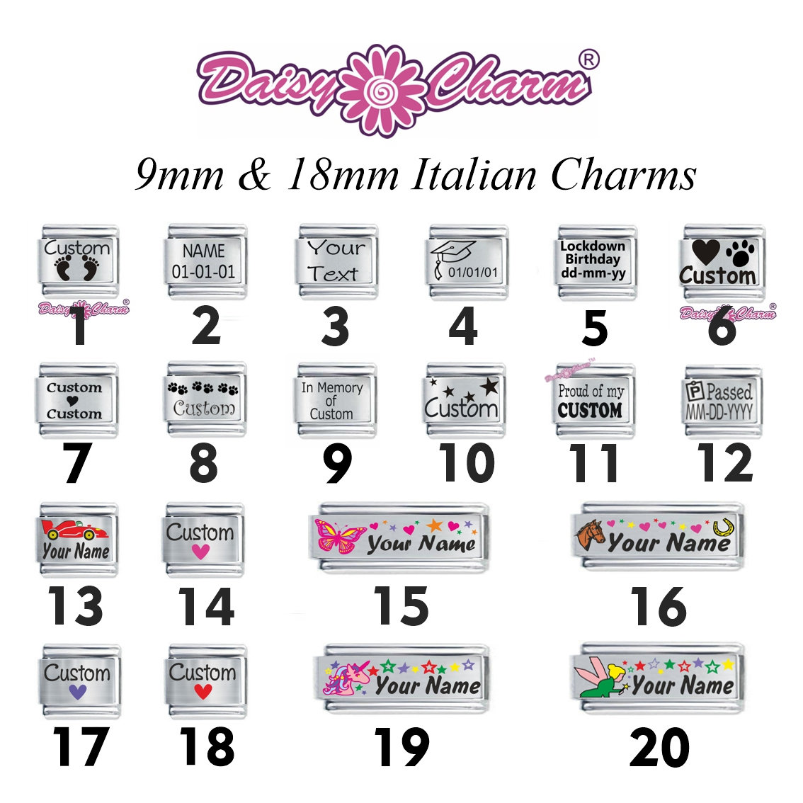 Custom Made Personalised Italian Charms by Daisy Charm - Etsy UK