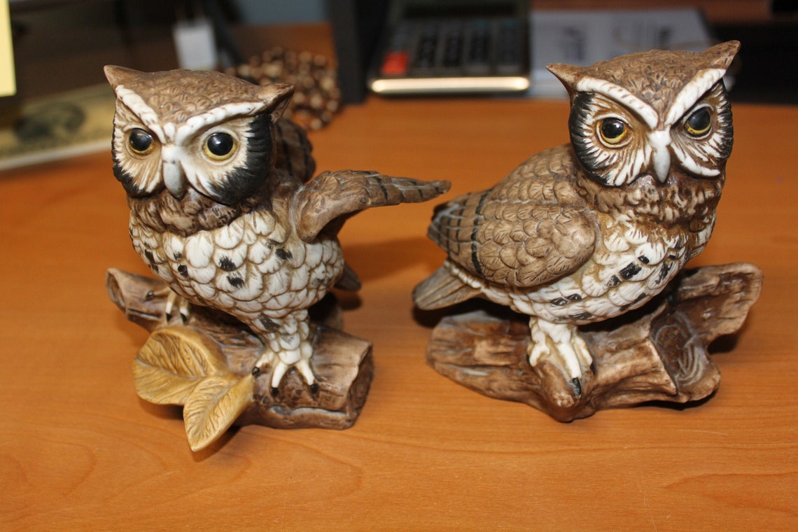 Pair of Vintage Homco Home Interiors Owls Birds Ceramic Porcelain - Etsy